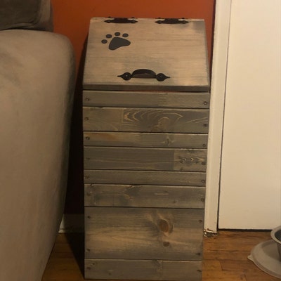 Wooden Dog Food Storage Container, Dog Food Bin, Pet Food Keeper, Puppy ...