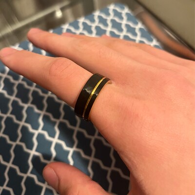 Custom Engrave Man Ring Hammer Man Ring Black & Gold Mens - Etsy