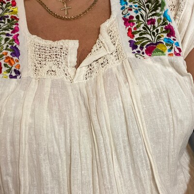 Mexican Embroidered Top, Size S,M,L,XL,XXL, Blouse Oaxaca, Mexican Tops ...