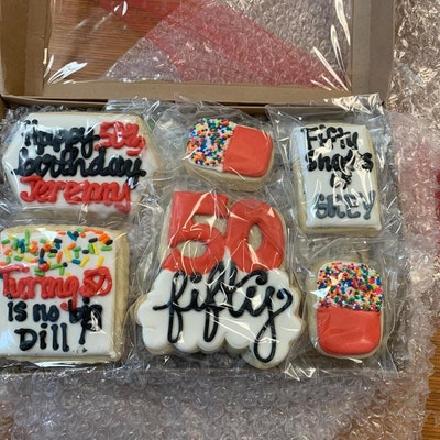 50 Th Birthday Sugar Cookies/ Decorated Sugar Cookies/ Sugar Cookies ...