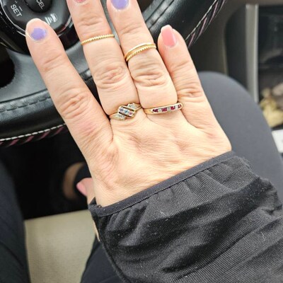 Thin Stacking Rings Set of 3: Midi Ring, Twist Ring, Lined Ring Notched ...