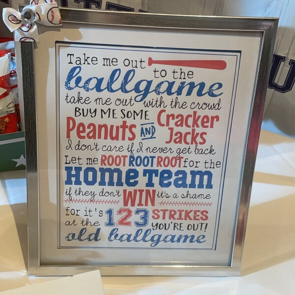 Baseball Subway Sign. Take Me Out the Ballgame Sign. Printable Baseball ...