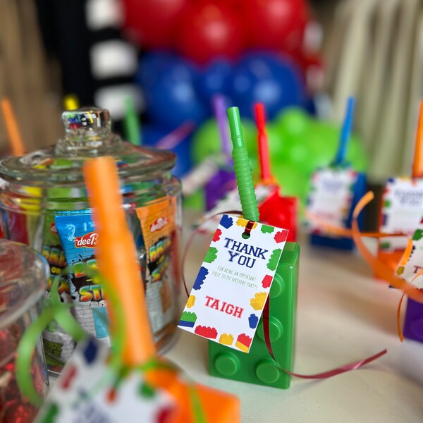 Building Blocks Birthday Party Favor Tag Digital Template | Brick Toys ...
