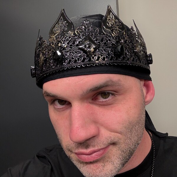 WOLF Black Crown Gothic Crown Cross Crown Headpiece Gothic Bridal ...