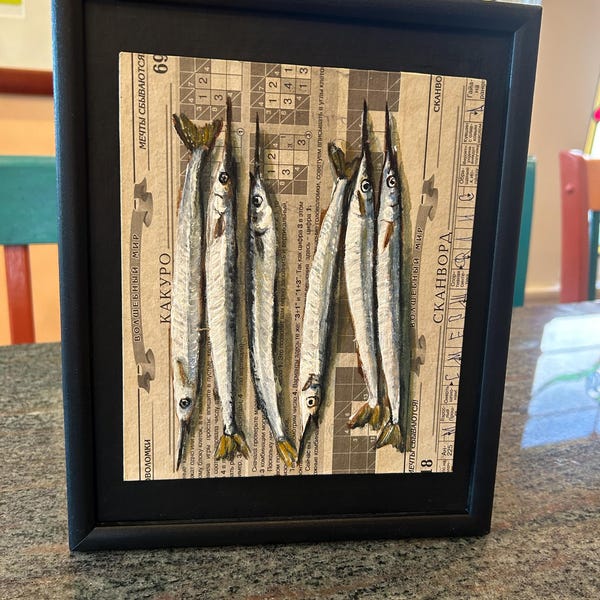 Catch of the Day Fine Newspaper Art Seafood Wall Decor With Shrimps in ...