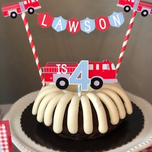 First Responder Cake Bunting Topper and Mini Age Fire Truck Cake Topper ...