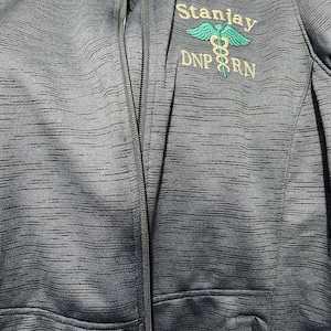 Personalized Ladies Nurse/doctor Embroidered Full Zip Jacket, LPN, CNA ...