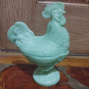 Jadeite Green Depression Style Glass Grease Jar With Lid, Black Band ...