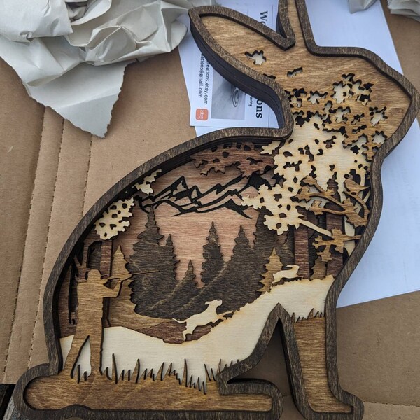 3D Deer Layered Art Wooden Layer Art Wood Cutout Laser Cut Gifts Gifts ...
