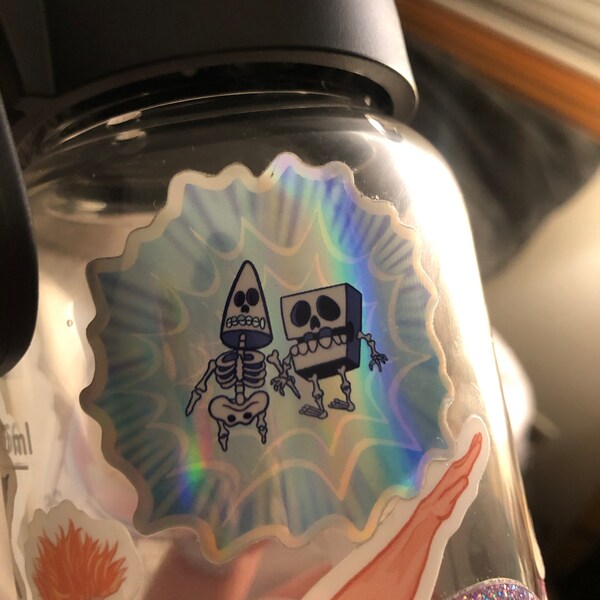Spongebob and Patrick Skeleton Holographic Sticker, Nickelodeon ...
