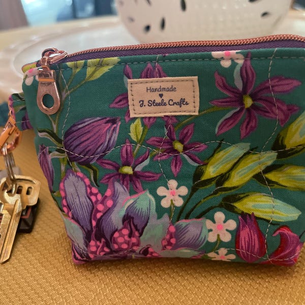 Tula Pink- Coin Purse, Gift for Friend, Small Zipper Bag, Zipper Bag ...