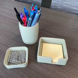 Desk Accessories Set Post-it Holder Pen Cup Desk - Etsy