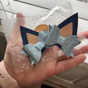 Blue Ear Hair Clips Hair Clip Ears Blue Dog Ears Chunky Glitter Bow ...