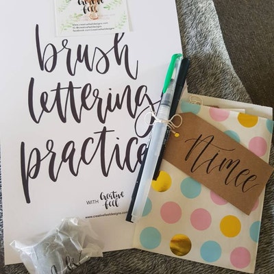 Brush Lettering Kit Learn Modern Calligraphy Practice Sheet Workbook ...