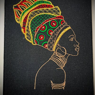 African Woman Machine Embroidery Design 6 Sizes - Etsy