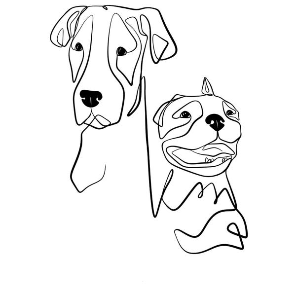 Dog Line Art, Pet Line Drawing, Custom Line Art, Single Line Drawing ...