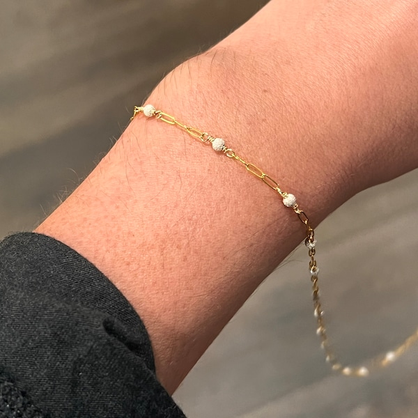 Sterling Silver Chain With 14K Gold Filled Beads. Mixed Metal Chain ...