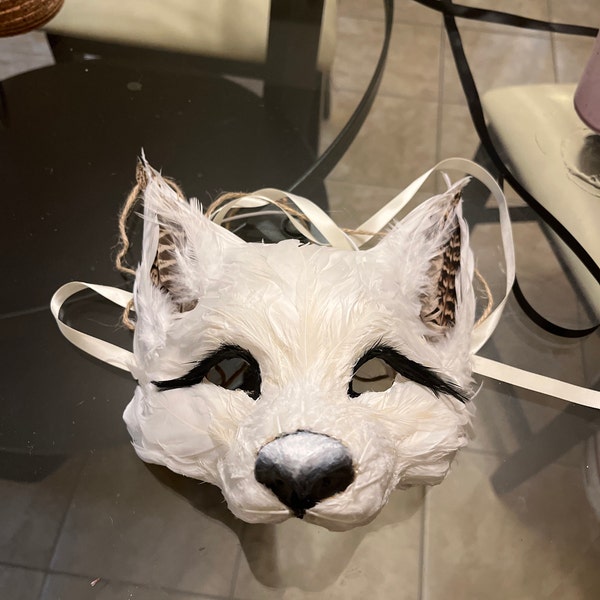 Luxury White Jackalope Mask, Adult Rabbit Mask, Feather Animal Mask ...
