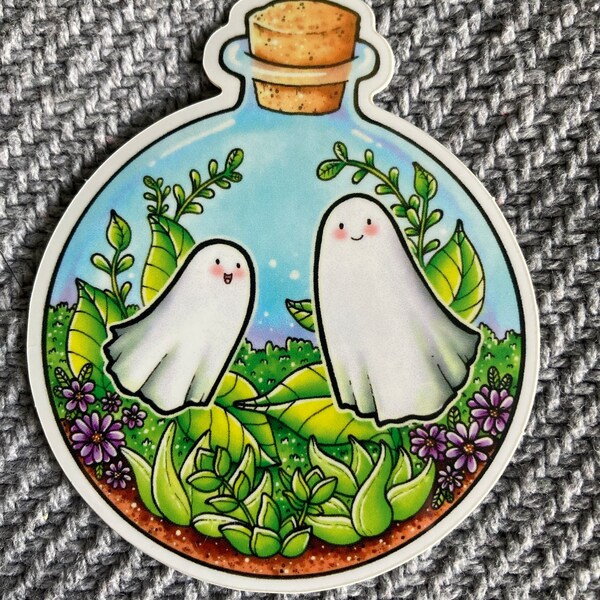 Cute Ghost Terrarium Vinyl Sticker - Etsy