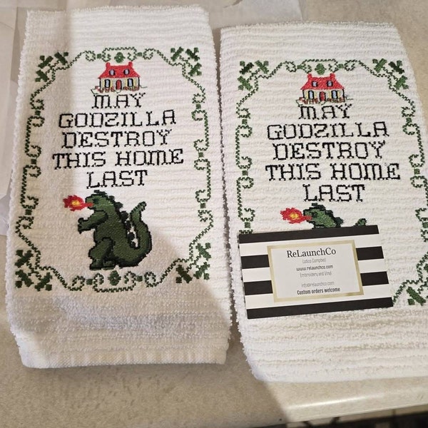 Embroidered 8 Bit Godzilla Beanie Hat Made in the USA - Etsy