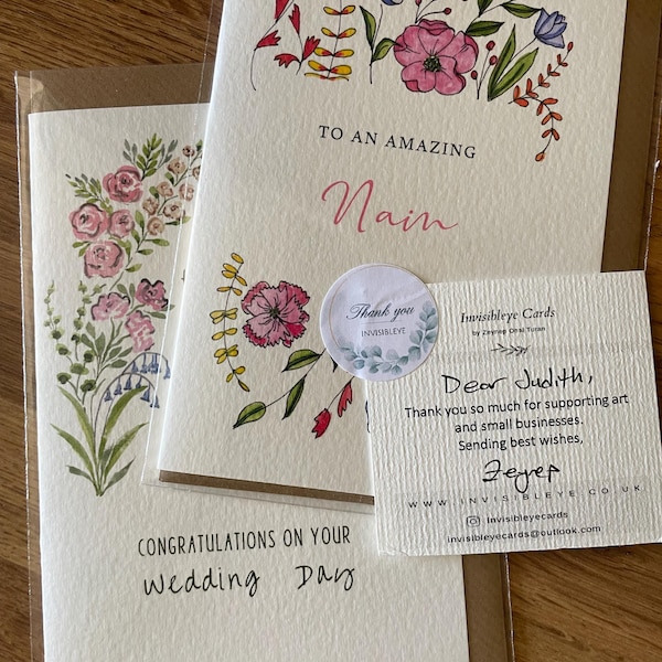 Personalized Wedding Card | Handmade Floral Watercolor - Etsy
