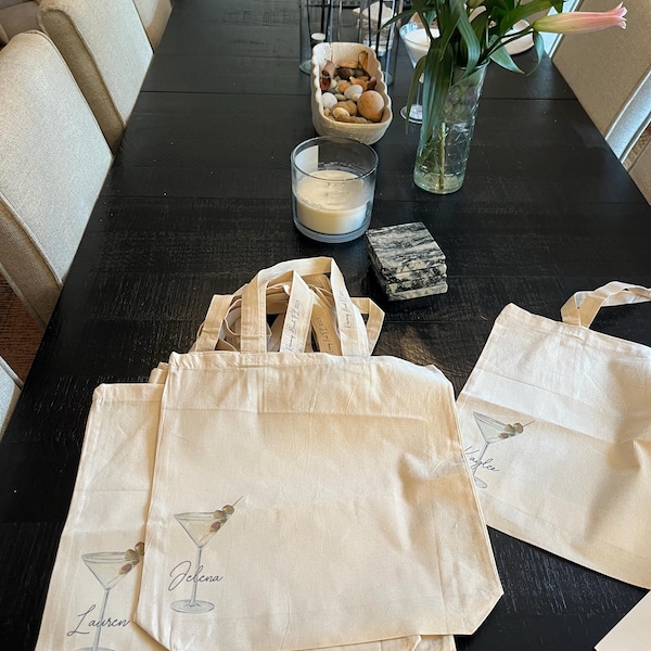 Martini Tote Bags With Name | Dirty Martini Custom Cocktail Bags ...