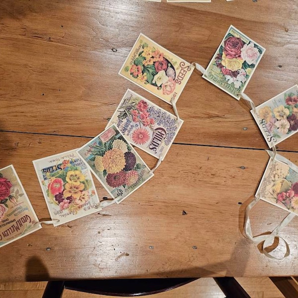 Springtime Paper Banner, Seed Packet Prints Garland|, Garden Theme ...