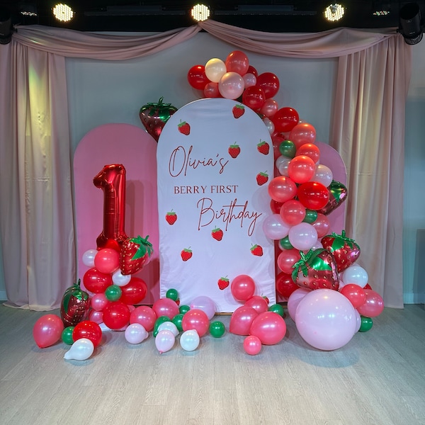Strawberry Birthday Custom Arch Backdrop Berry First Birthday Arch ...