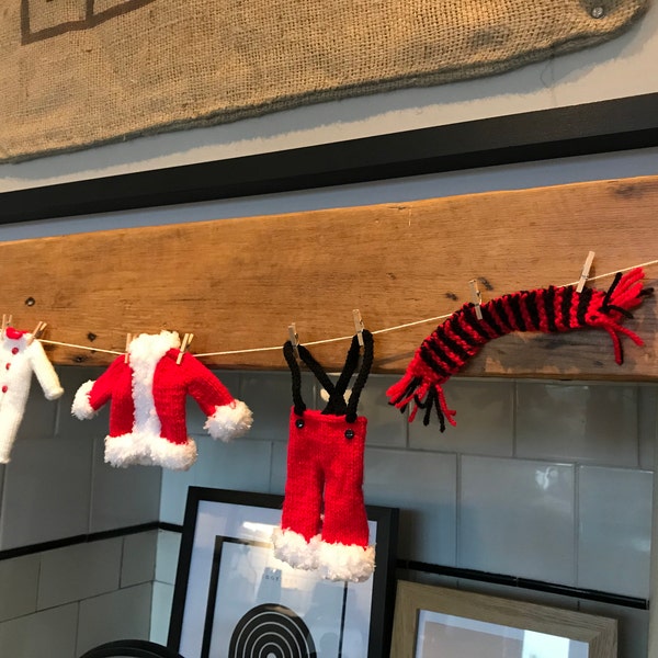 Christmas Garland - Elf's Laundry - Hand Knitted Washing Line - Hanging ...