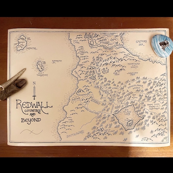 Map of Redwall: Aged, Handmade, Hand Drawn, Authentic Gift, Fantasy Art ...