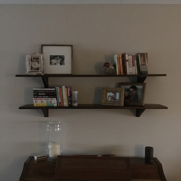 Solid Wood Floating Shelves: Japandi Mid-century Modern Decor 2 Shelves ...