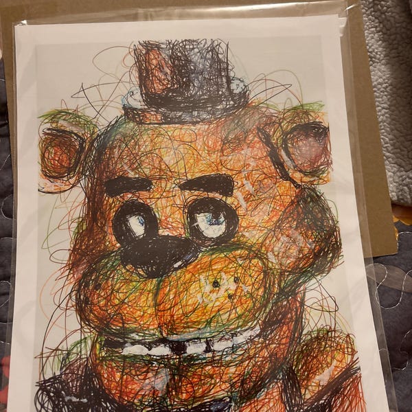 Freddy Fazbear Ballpoint Pen Print, Five Nights at Freddy's Art Poster ...