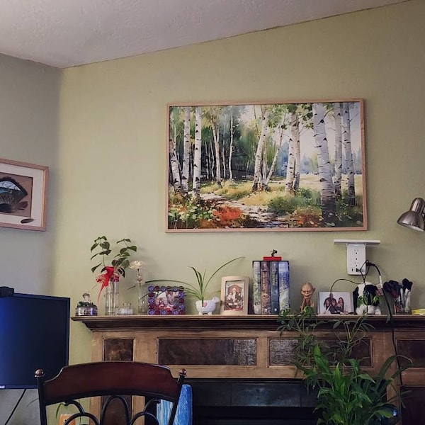 Mountain Lake Watercolor Painting Nature Square Print Green Blue Wall ...