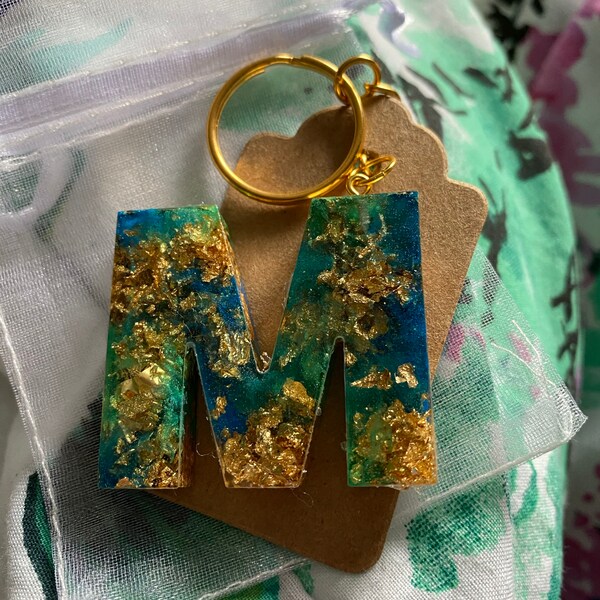 Resin Initial Keyring - Etsy