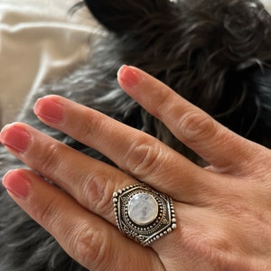 Boho Moonstone Ring, Sterling Silver Ring for Women, Statement Ring ...