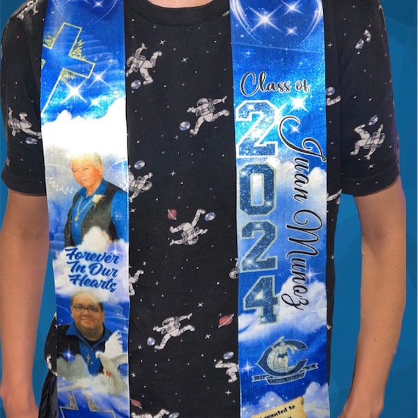 Blue Yellow Long Live Heaven Memorial Sash Stole Template Keepsake ...