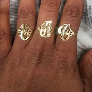 10k Gold Bubble Initial Letter Ring, Nugget Initials, Nugget Letter ...