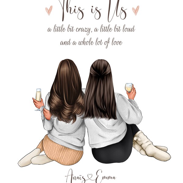 Custom Friend Prints, Friends Portrait Illustration, Personalised Wall ...