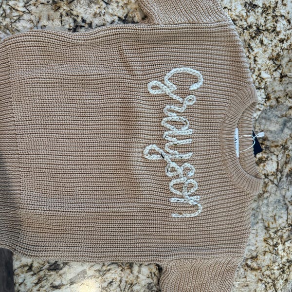 Customized Hand-embroidered Baby Name Sweaters | Personalized Newborn ...