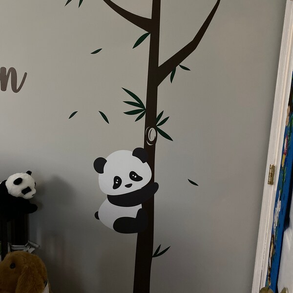 Nursery Panda Bear Bamboo Tree Wall Nursery Decal Art Forest Kids Room ...