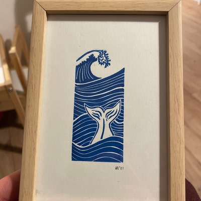 Boat on Waves A5 Linocut Print - Etsy