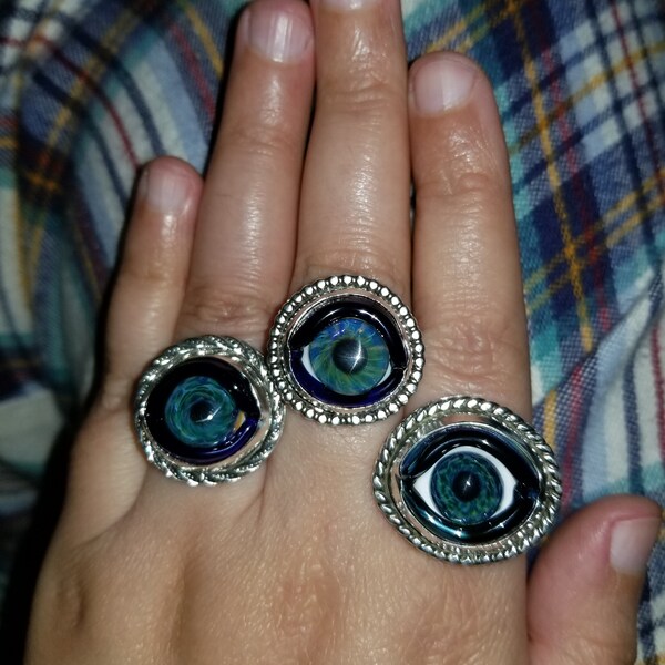Eclectic Evil Eye Ring- Handmade Third Eye Ring in Sterling Silver ...