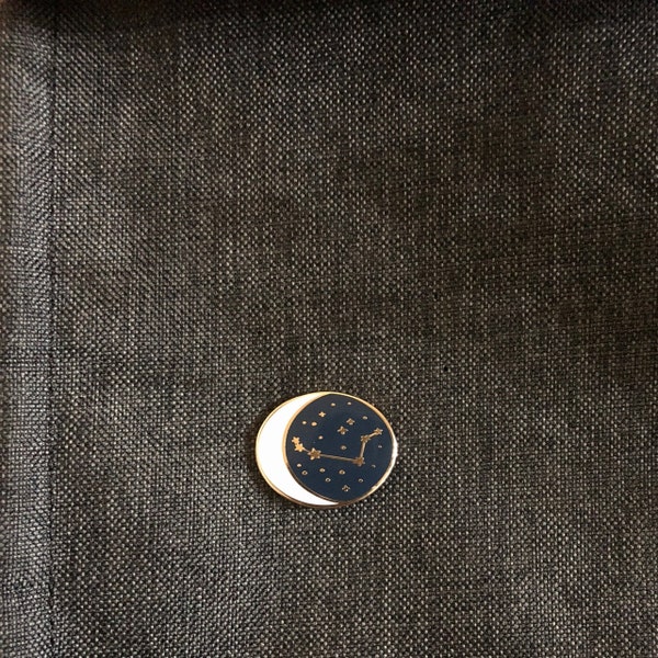 Zodiac Enamel Pin Constellation Moon Star Sign Capricorn Aquarius ...