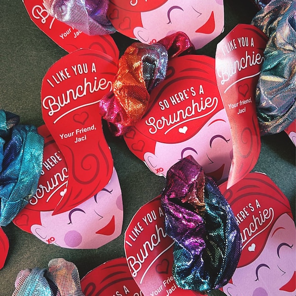 Scrunchie Valentine Printable - Kids Valentine, School Valentine, Girl ...