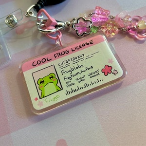 Cool Frog License Acrylic Keychain | Cute Sparkly Frog Pink Keychain - Etsy