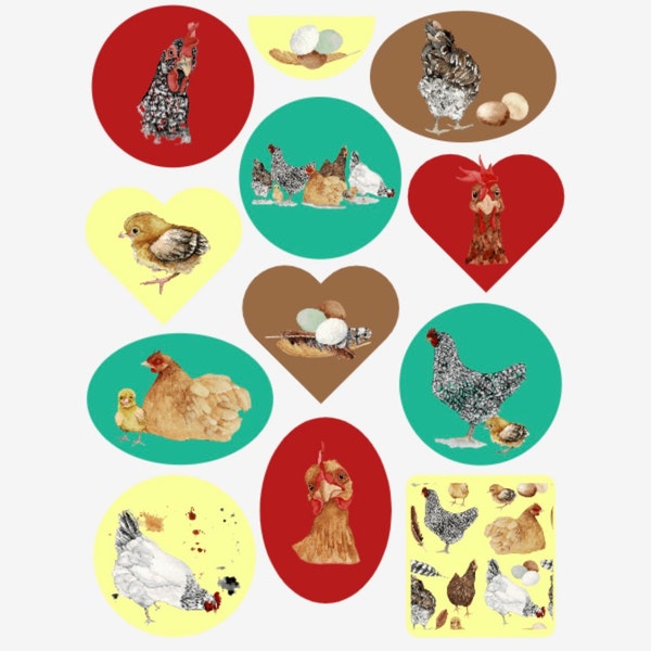 Chickens Watercolor Clipart Collection - PNG - JPG - Instant Download ...