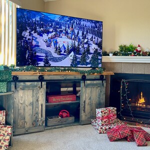 Blue Ocean Beach Coastal TV Stand Console Table With Barn - Etsy