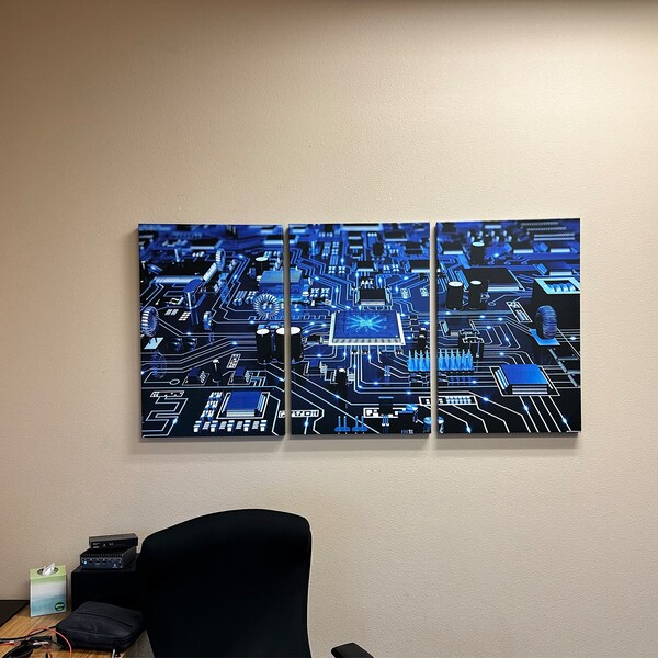 Circuit Board Wall Art, Huge Canvas Art, Scientific Canvas, Engineering ...