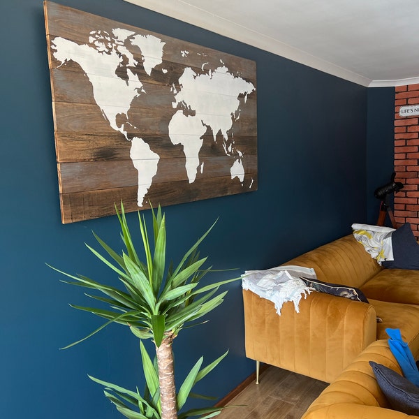 Industrial 1.0 Rustic Wood Map | World Map on Wood | Wood Map | Travel ...