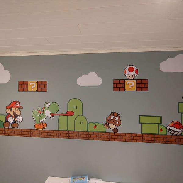 Super Mario Wall Decal Nintendo Wall Mural for Children Room Kids Room ...